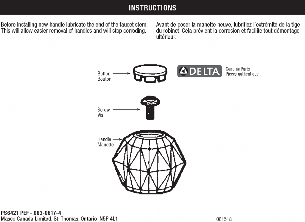 Delta Acrylic Tub & Shower Handle Assembly - PlumbShop®