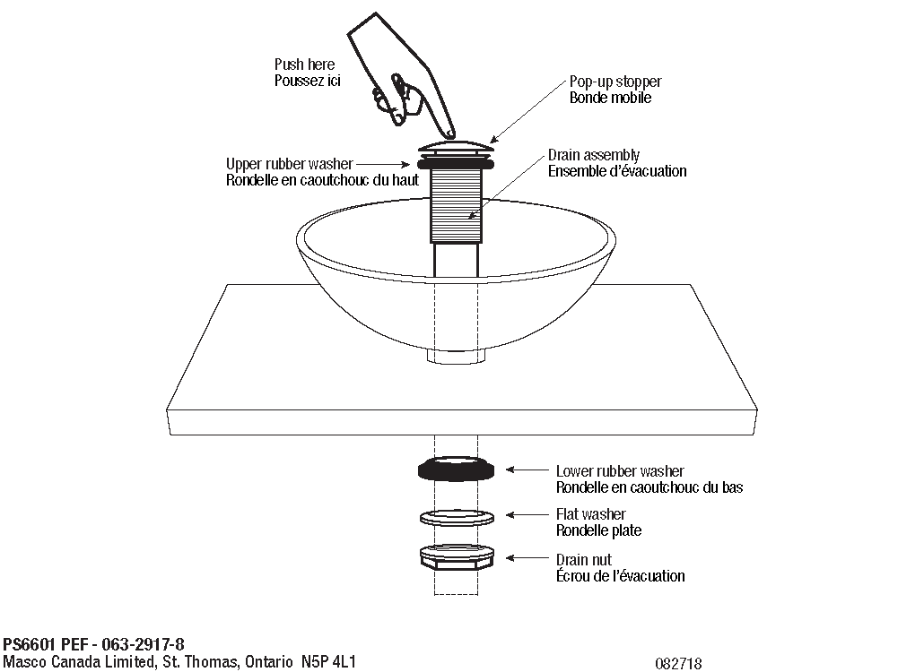 Pop up drain assembly store